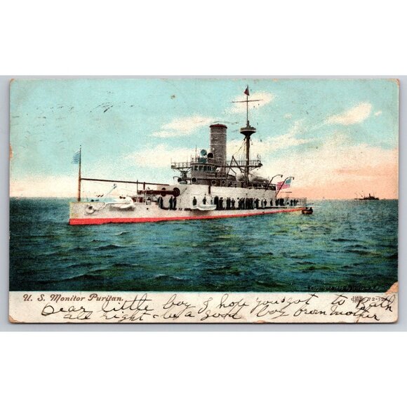 Other | Postcard Antique Us Monitor Puritan Ship Navy 571 | Poshmark